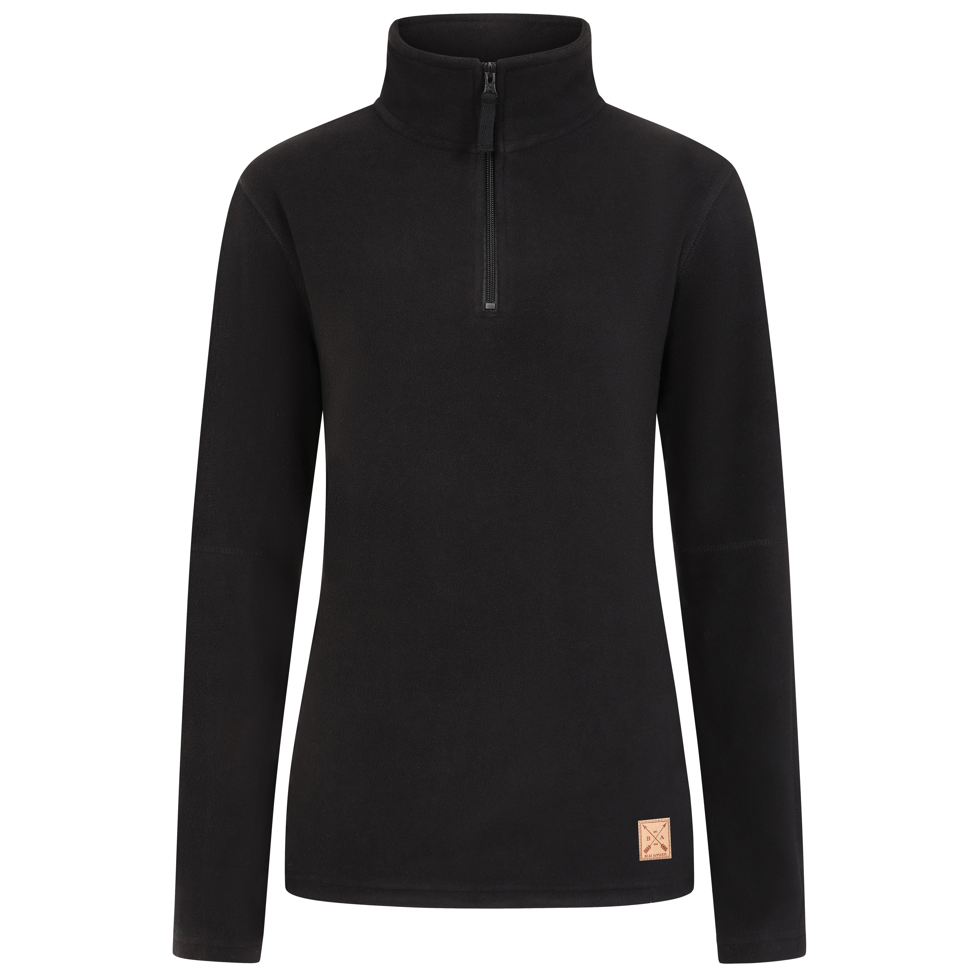 Ladies 1/4 Zip Fleece Jumper - Black – Blu Apparel